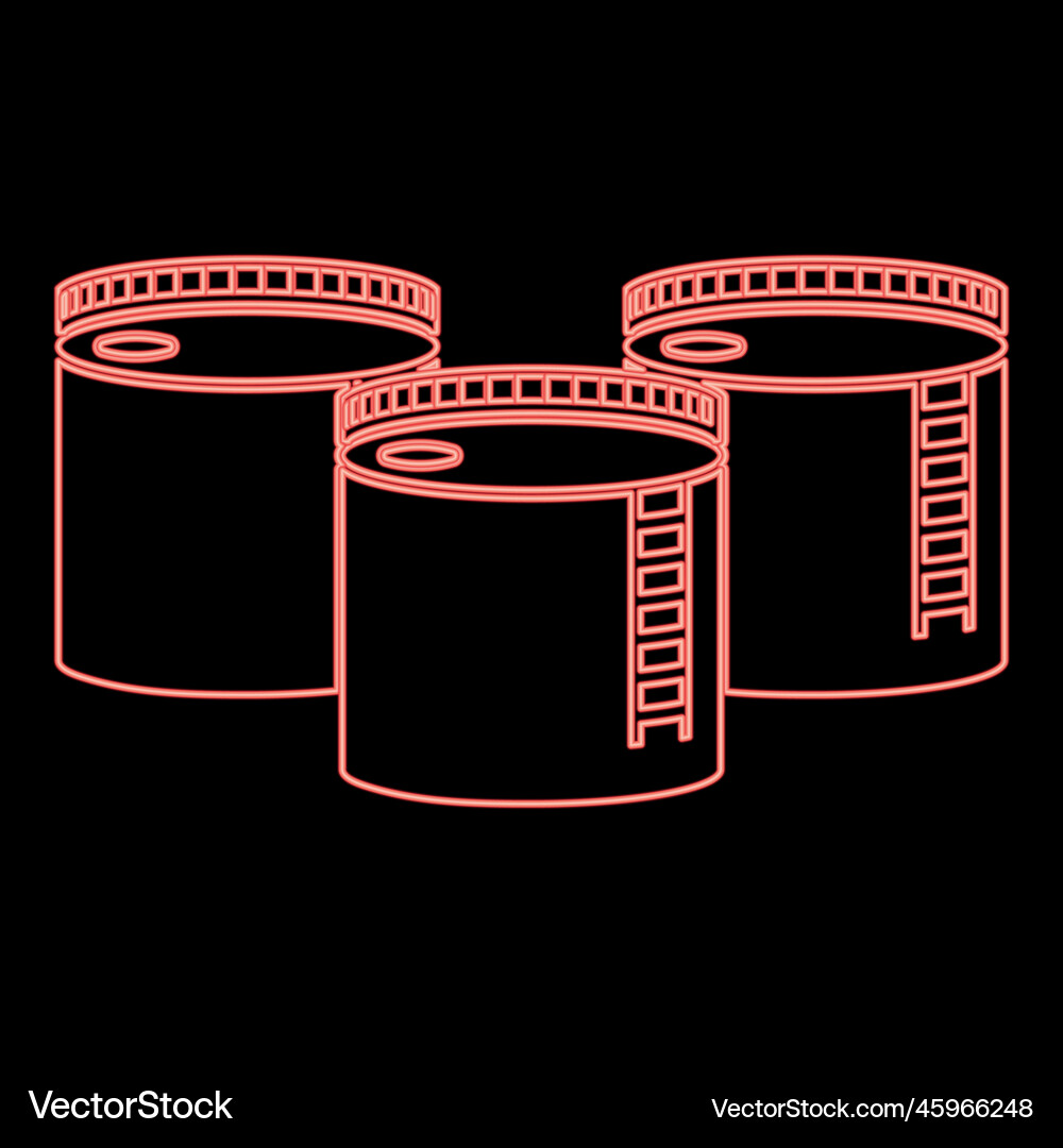 Neon tanks with oil storage red color image flat Vector Image