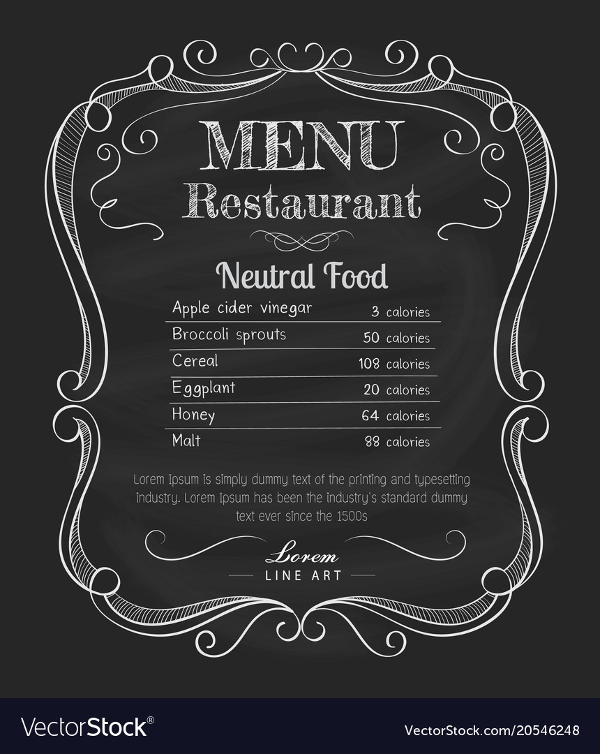Restaurant menu blackboard vintage hand drawn Vector Image