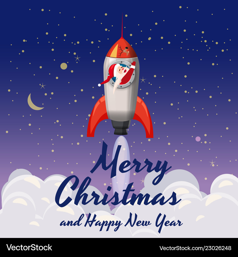 Santa on Rocket Ship - Festive Space Royalty Free Vector