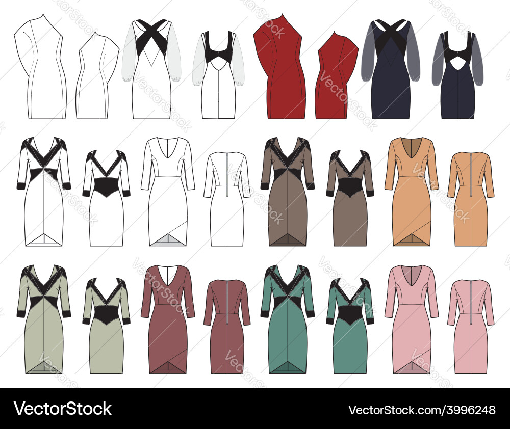 Set of womens dresses Royalty Free Vector Image