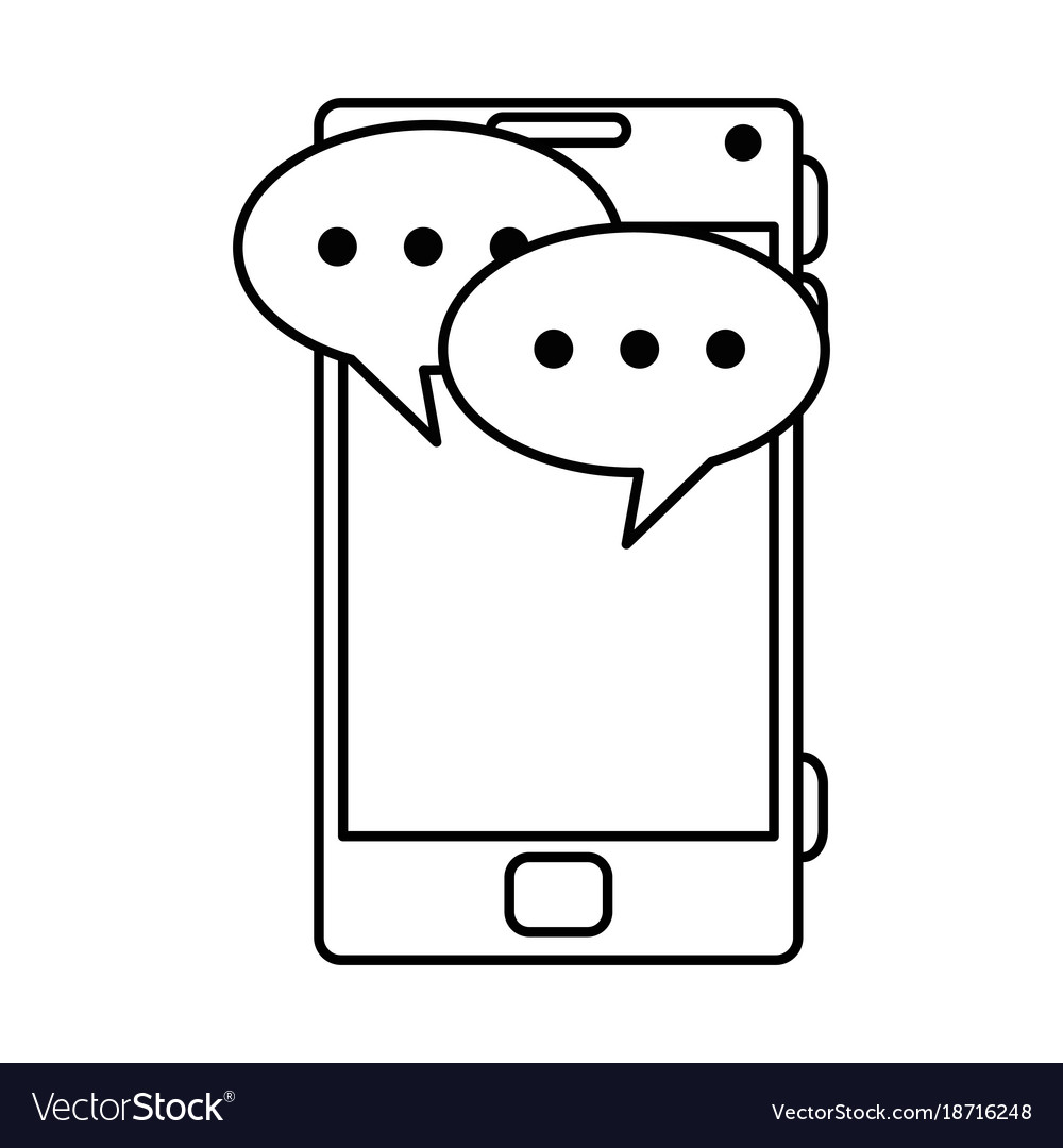 Smartphone device with speech bubbles Royalty Free Vector