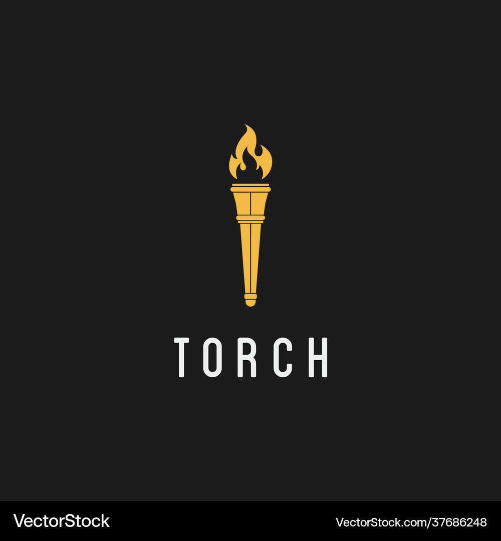 Torch gold logo design icon inspiration Royalty Free Vector
