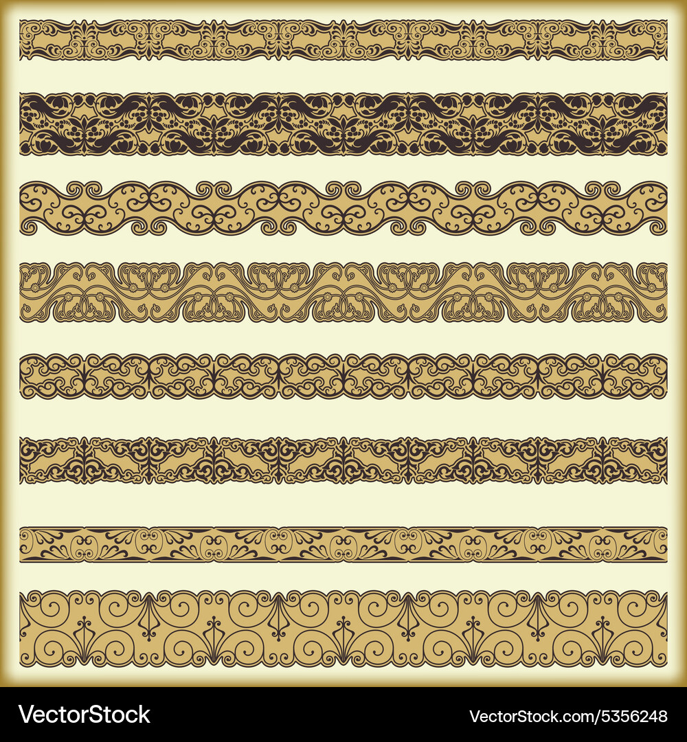 Vintage border set for design Royalty Free Vector Image