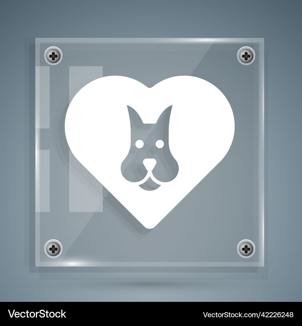White heart with dog icon isolated on grey Vector Image