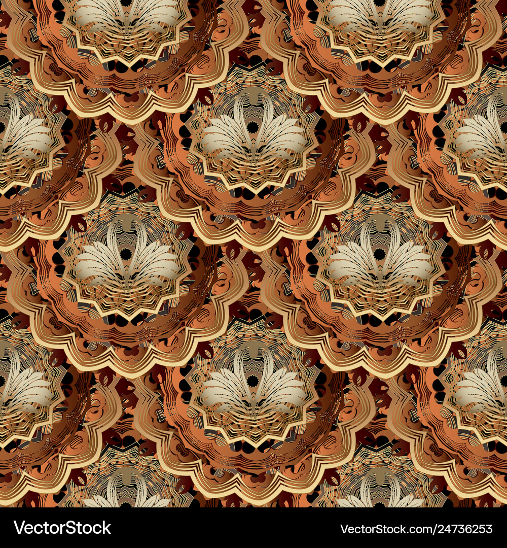 Baroque gold 3d seamless pattern ornamental Vector Image