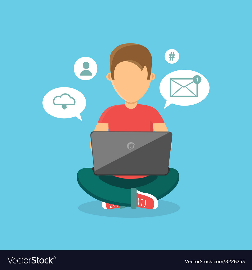 Computer user man isolated icon Royalty Free Vector Image