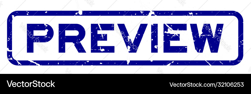 Grunge blue preview word square rubber seal satmp Vector Image