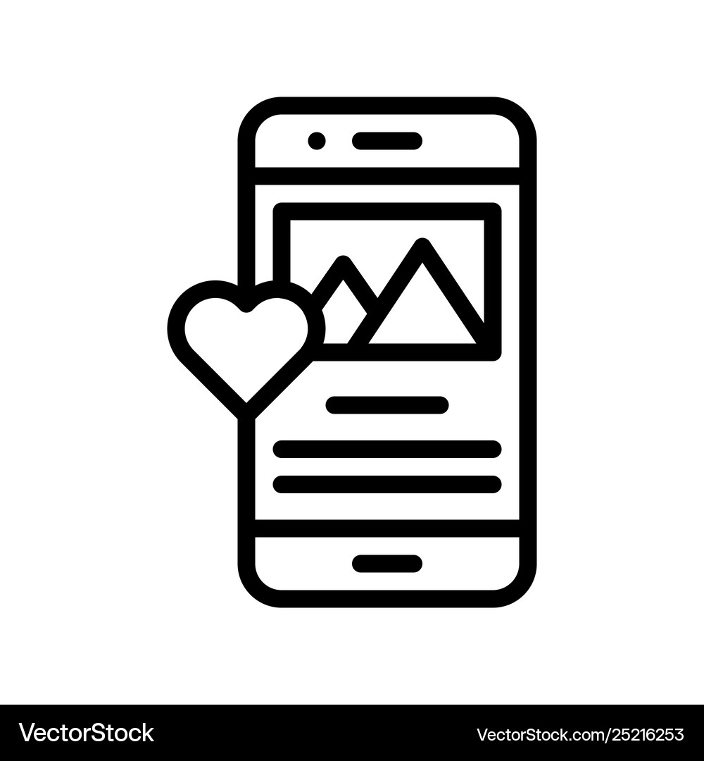 Mobile content social media line style icon Vector Image