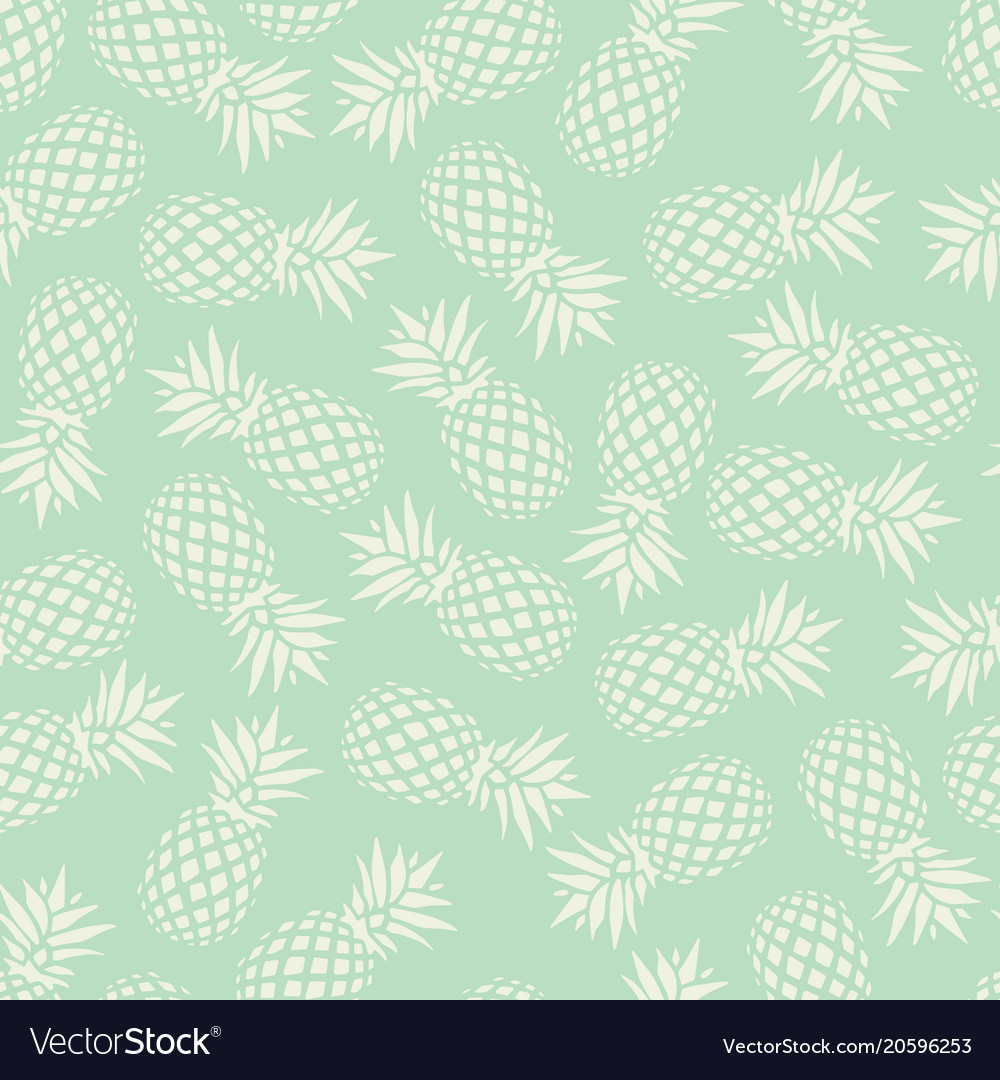 Pineapple seamless pattern on mint background Vector Image