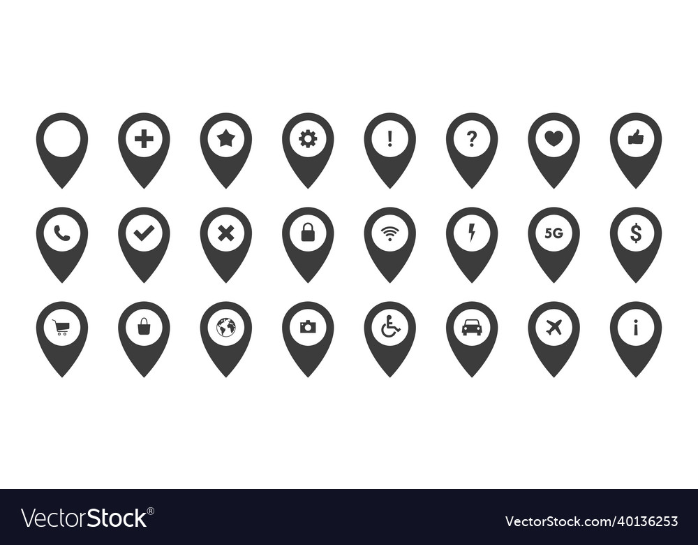 Pointer icons set marker with different Royalty Free Vector
