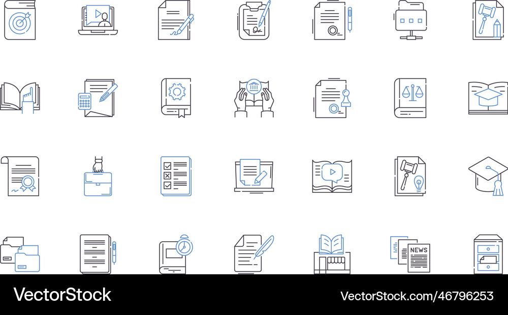 Publication line icons collection magazine Vector Image