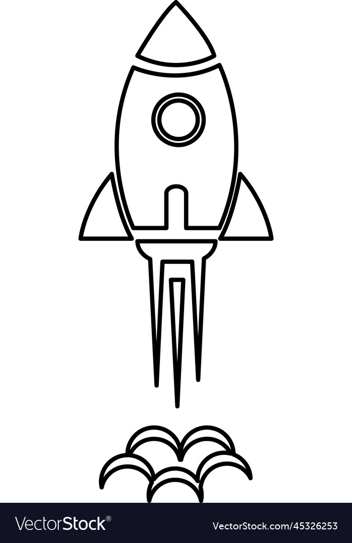 Rocket icon symbol line art on white background Vector Image