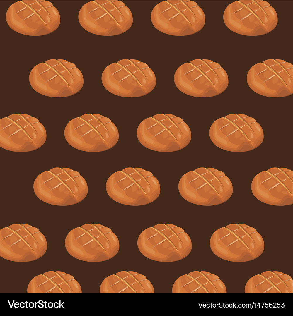 Round bread baked delicious on brown background Vector Image