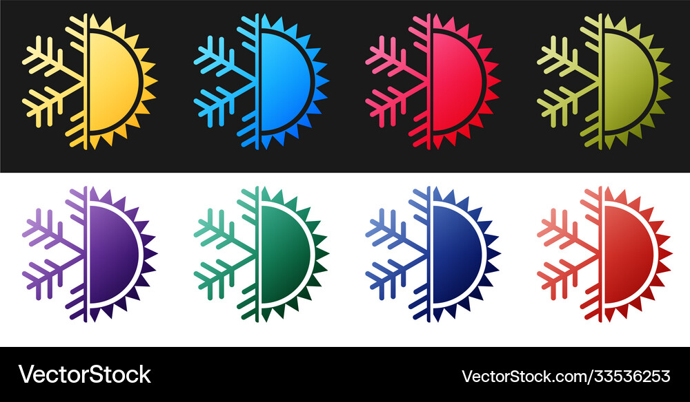 Set hot and cold symbol sun snowflake icon Vector Image