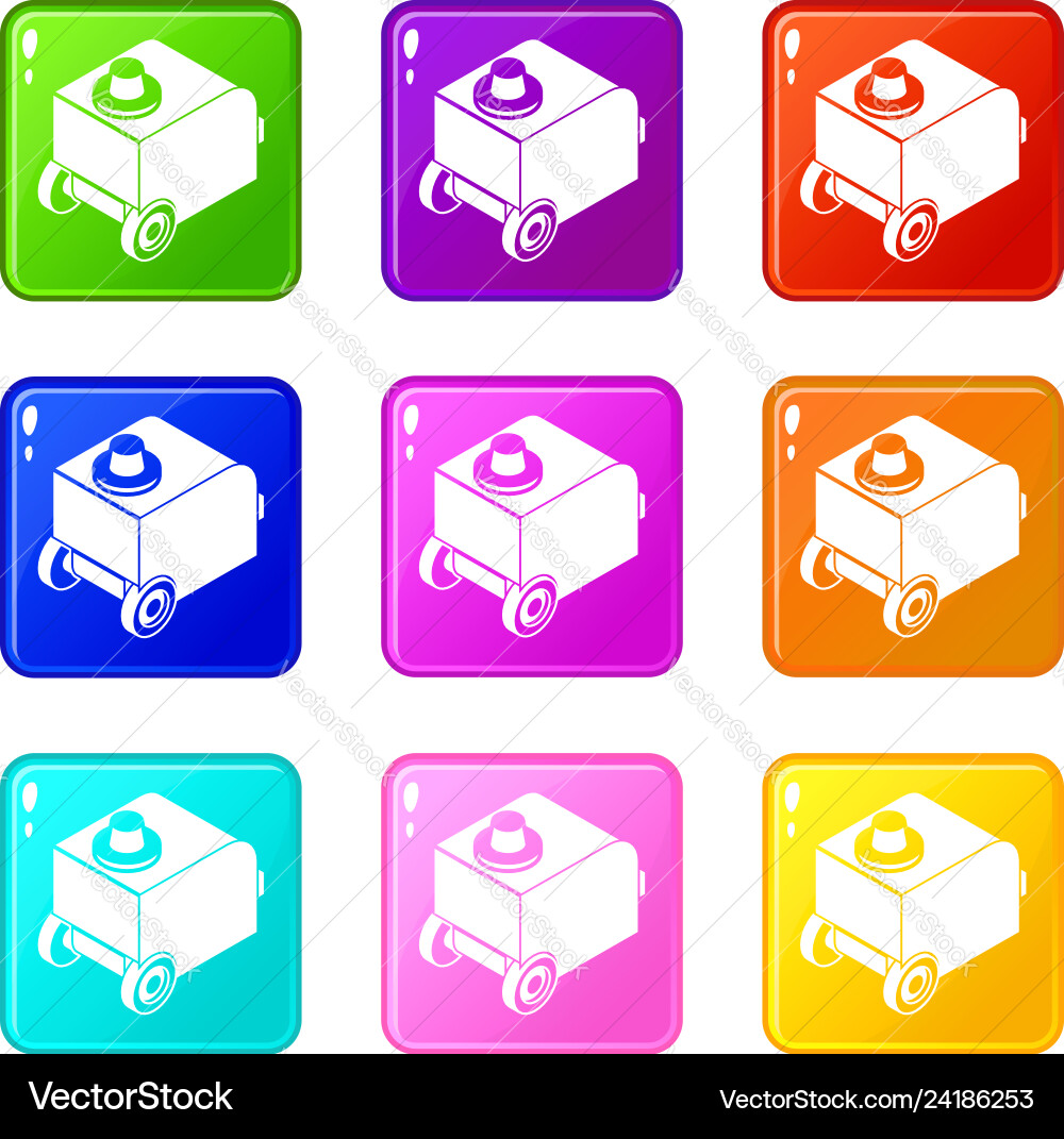Welding machine icons set 9 color collection Vector Image