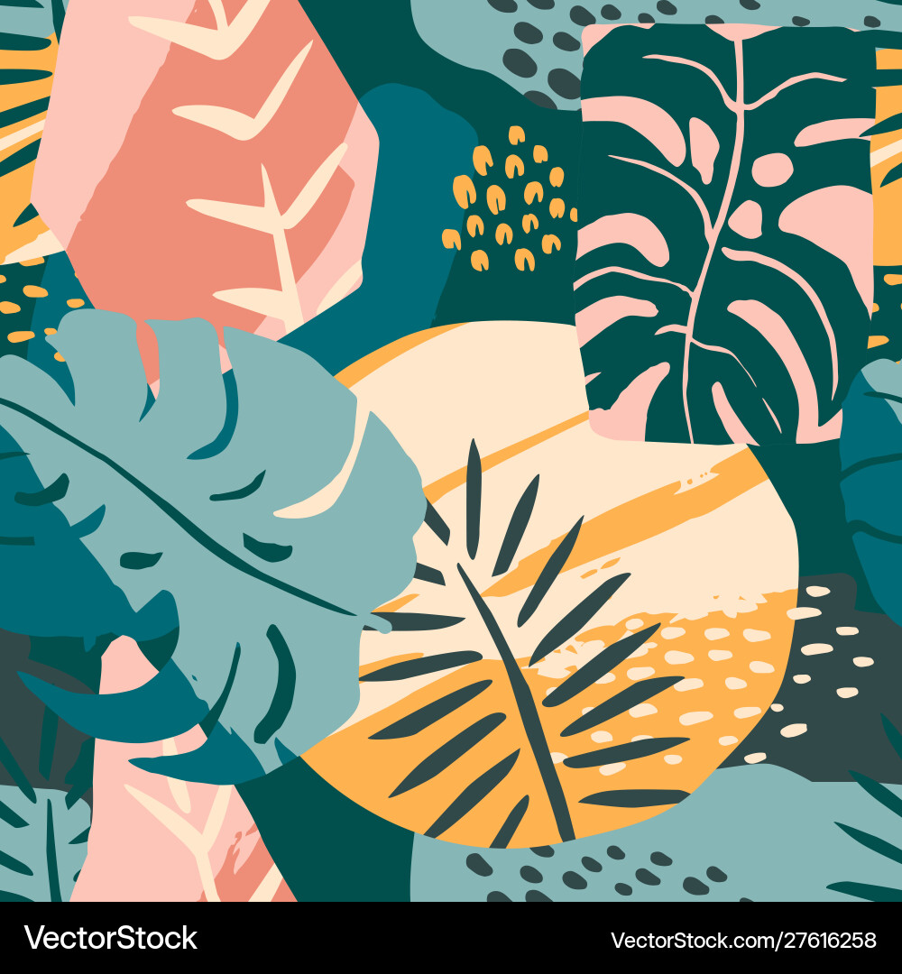 Abstract creative seamless pattern with tropical Vector Image