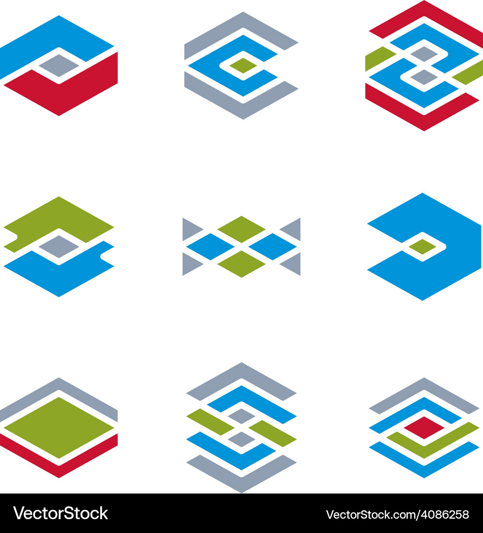 Abstract unusual icons set creative symbols Vector Image