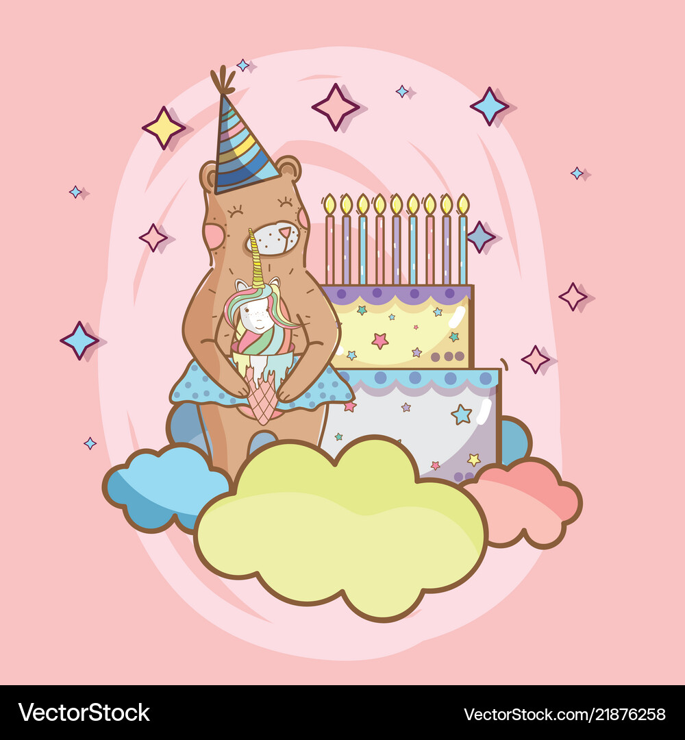 Birthday and bears Royalty Free Vector Image - VectorStock