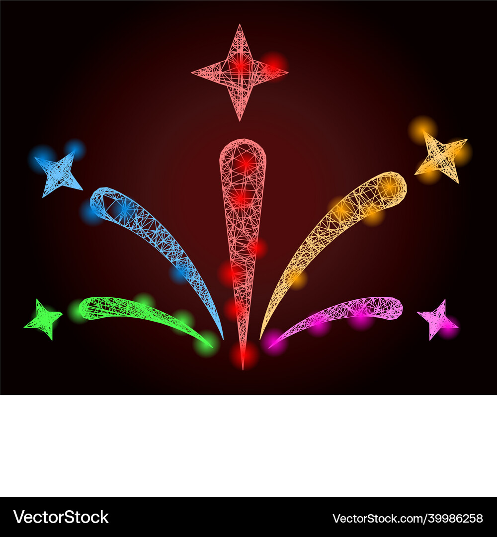 Bright net mesh salute fireworks with lightspots Vector Image