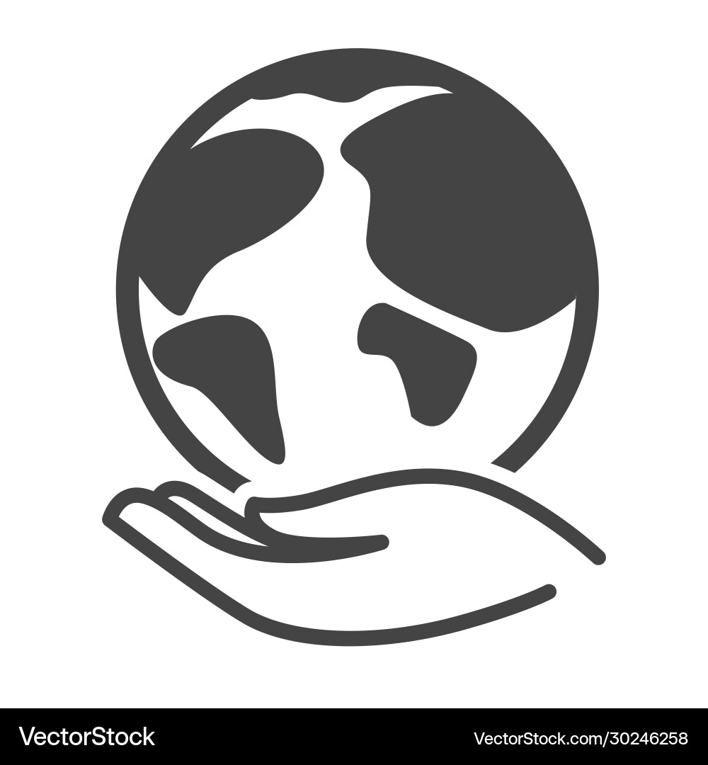 Hand and planet isolated icon environment and Vector Image
