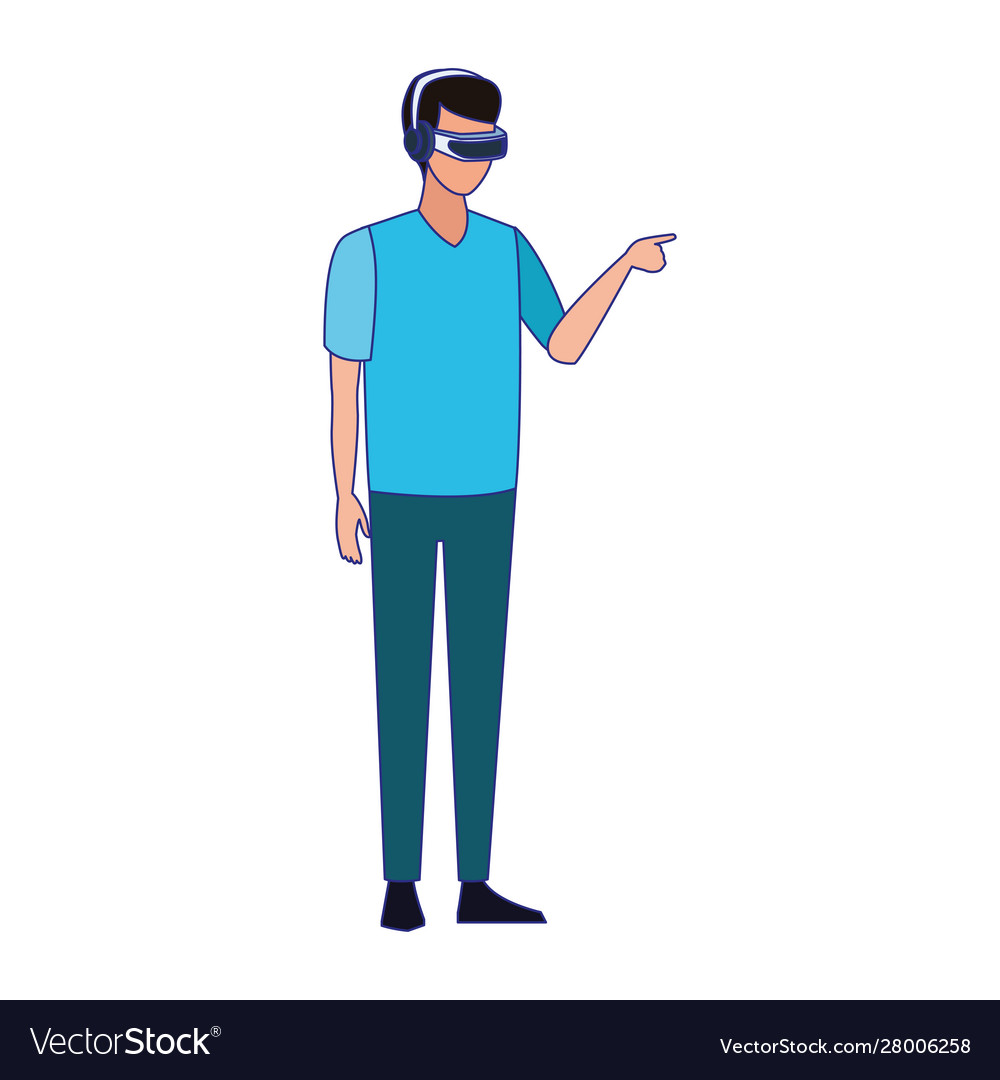 Man using technology augmented reality Royalty Free Vector