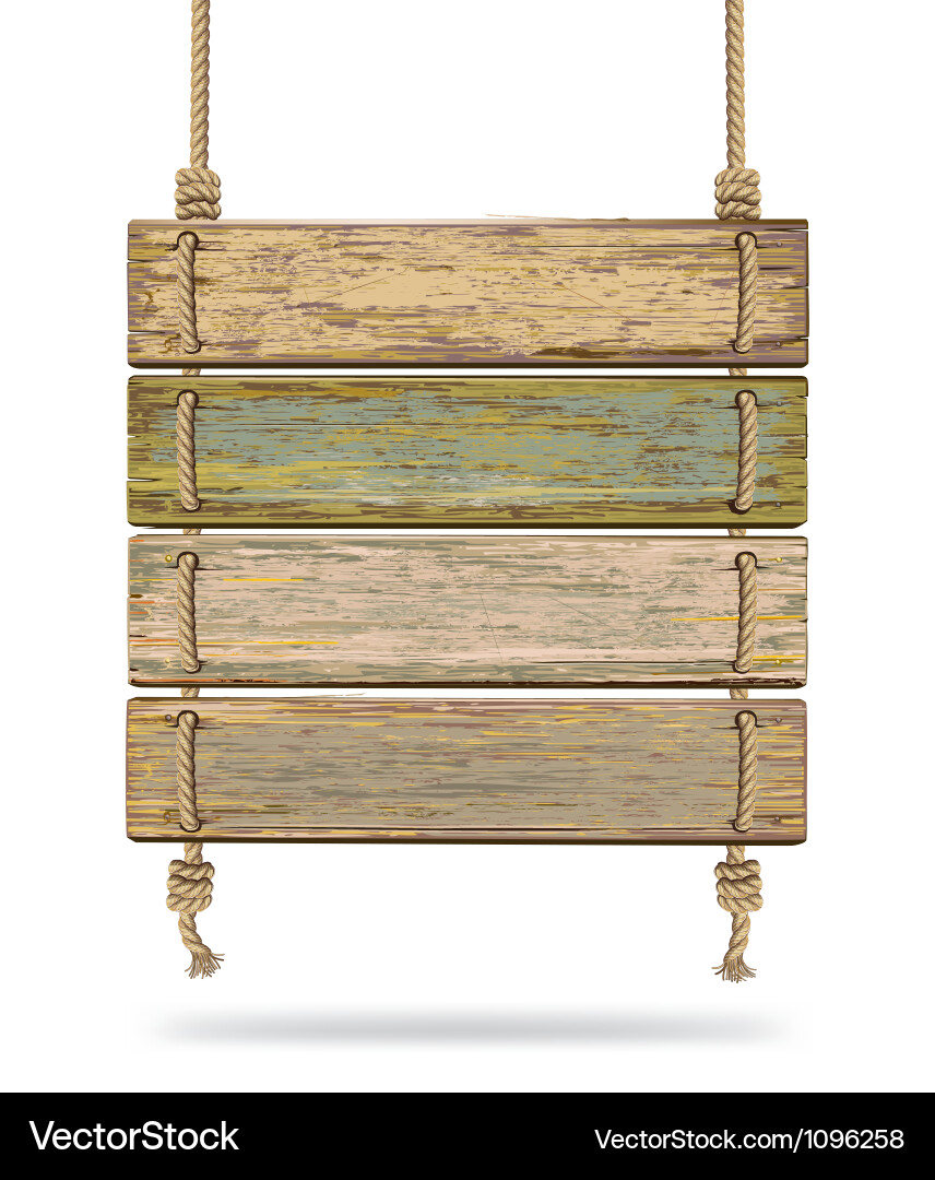 Old color wooden board with rope Royalty Free Vector Image