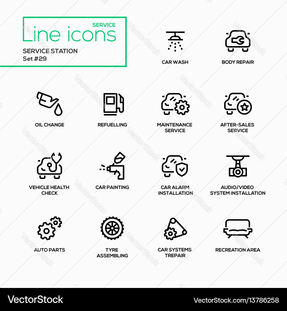 Service station - modern single line icons Vector Image