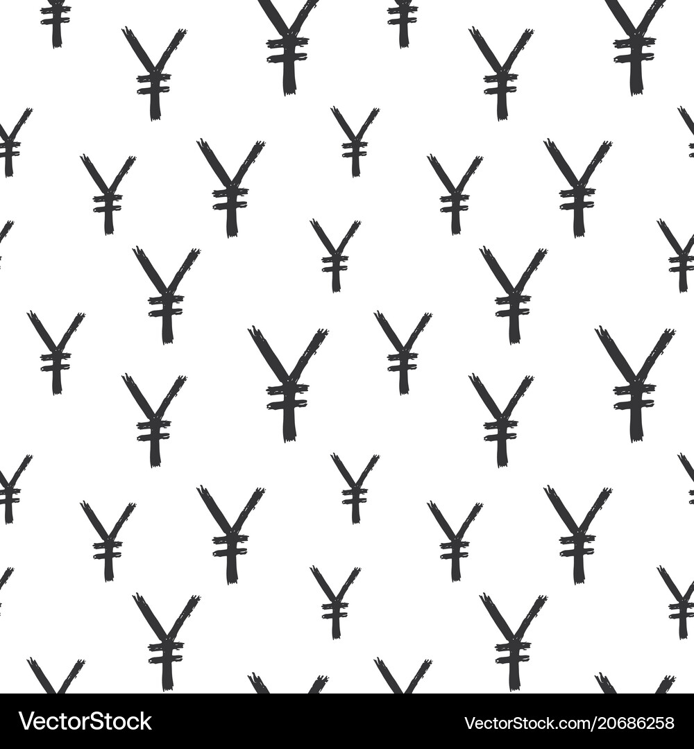Yen sign icon brush lettering seamless pattern Vector Image