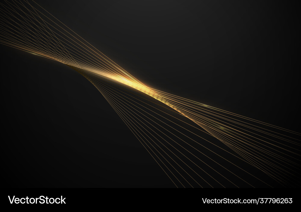 Abstract luxury gold light lines on dark Vector Image