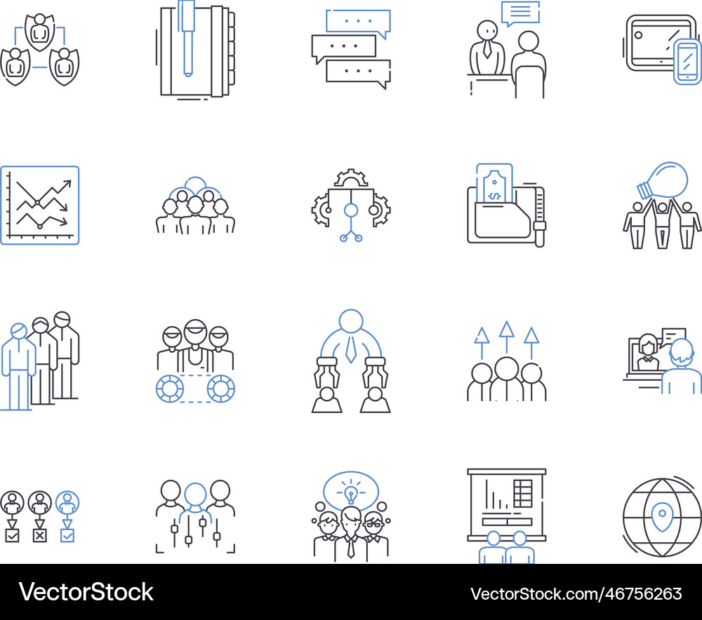 Business workshop outline icons collection Vector Image