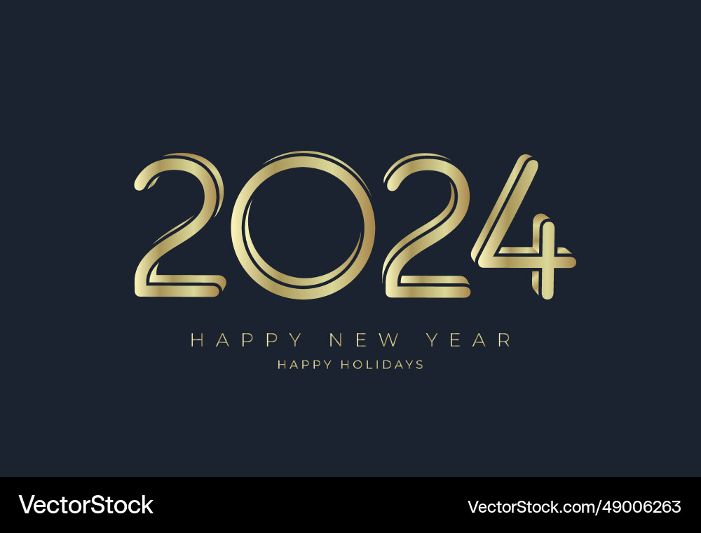 Gold 2024 new year numbers typography Royalty Free Vector