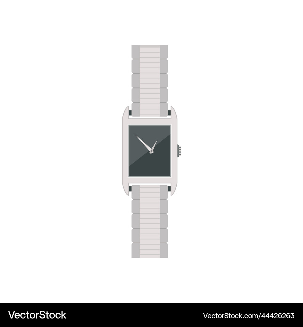 Gray realistic hand watch with metal strap flat Vector Image