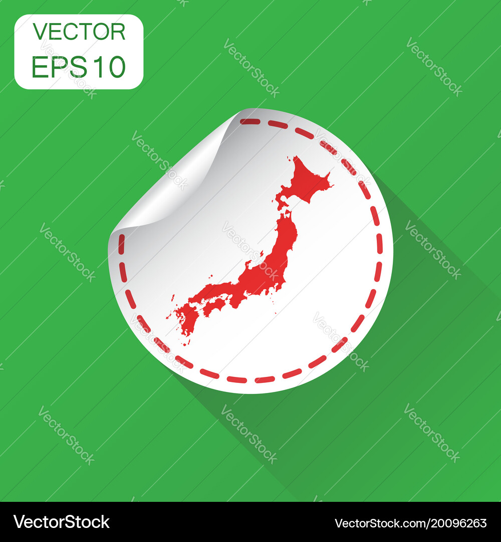 Japan sticker map icon business concept Royalty Free Vector
