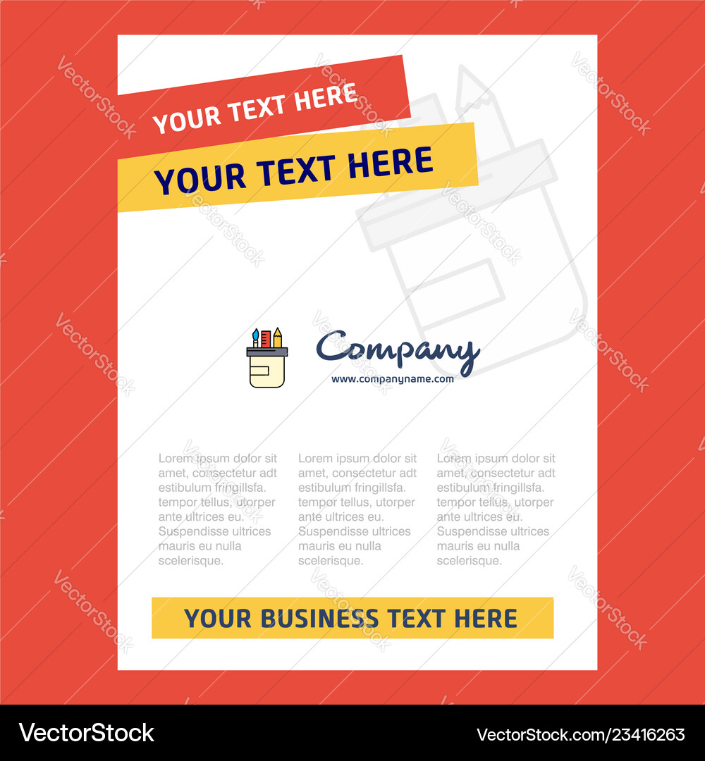 Pencil box title page design for company profile Vector Image