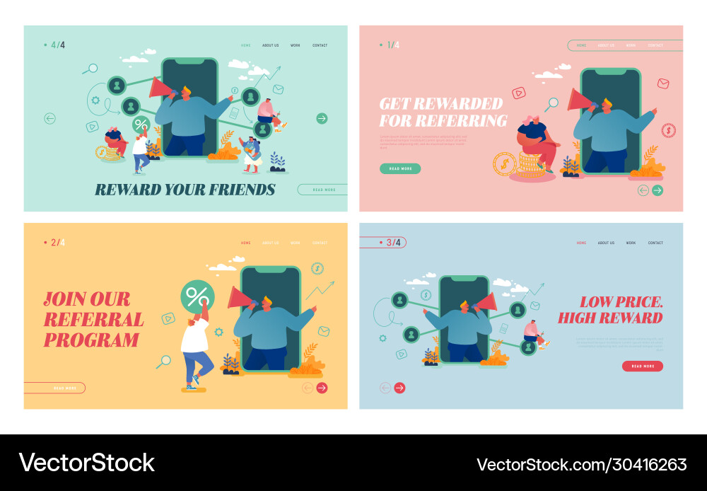 Referral program refer a friend landing page Vector Image