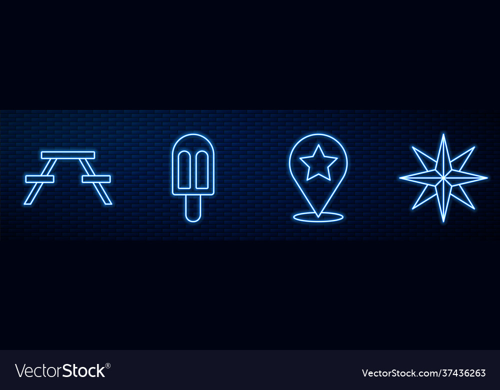 Set line map pointer with star picnic table Vector Image Set line map pointer with star picnic table Vector Image