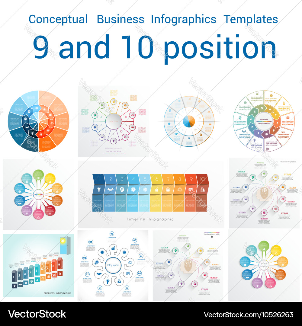 Set Templates Infographics positions 9 and 10 Vector Image
