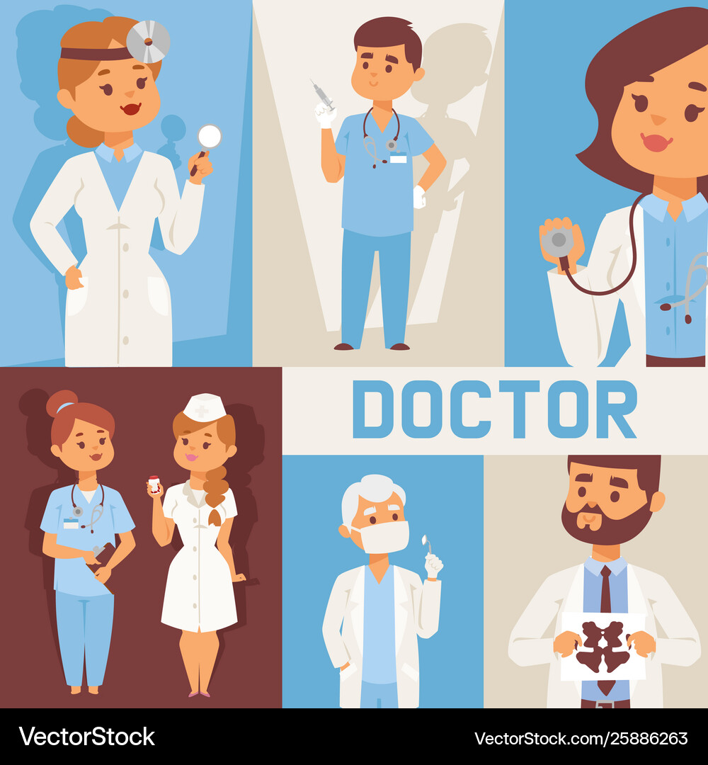 Team doctors and other hospital workers Royalty Free Vector
