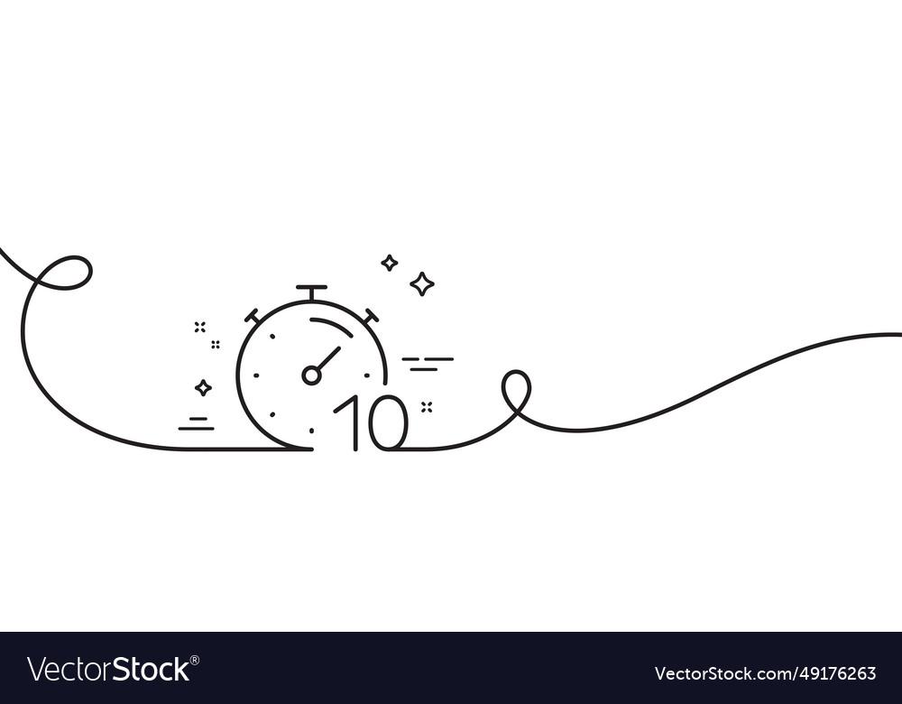 Timer 10 Minutes Line Icon Stopwatch Time Sign Vector Image