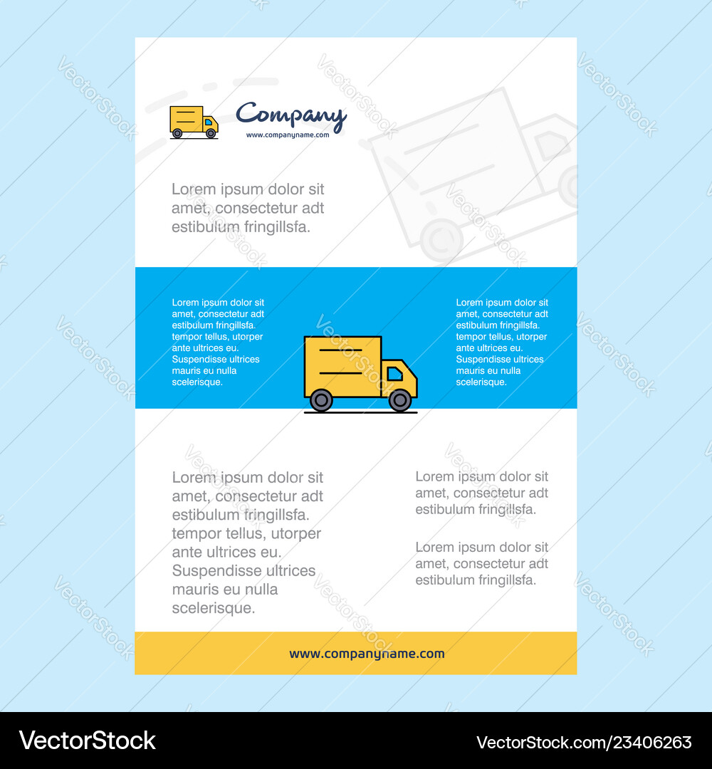Truck Company Profile Template Royalty Free Vector Image