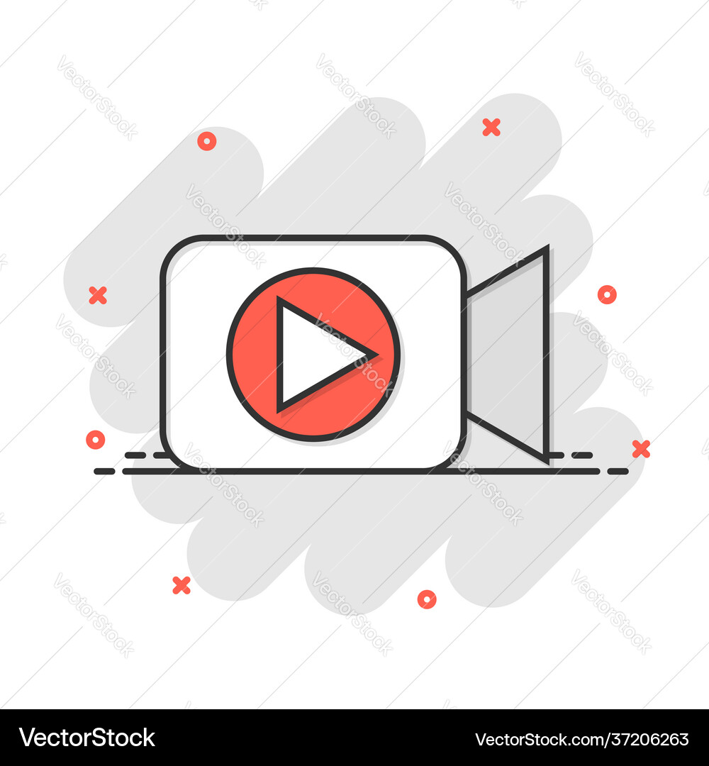 Video camera icon in comic style movie play Vector Image