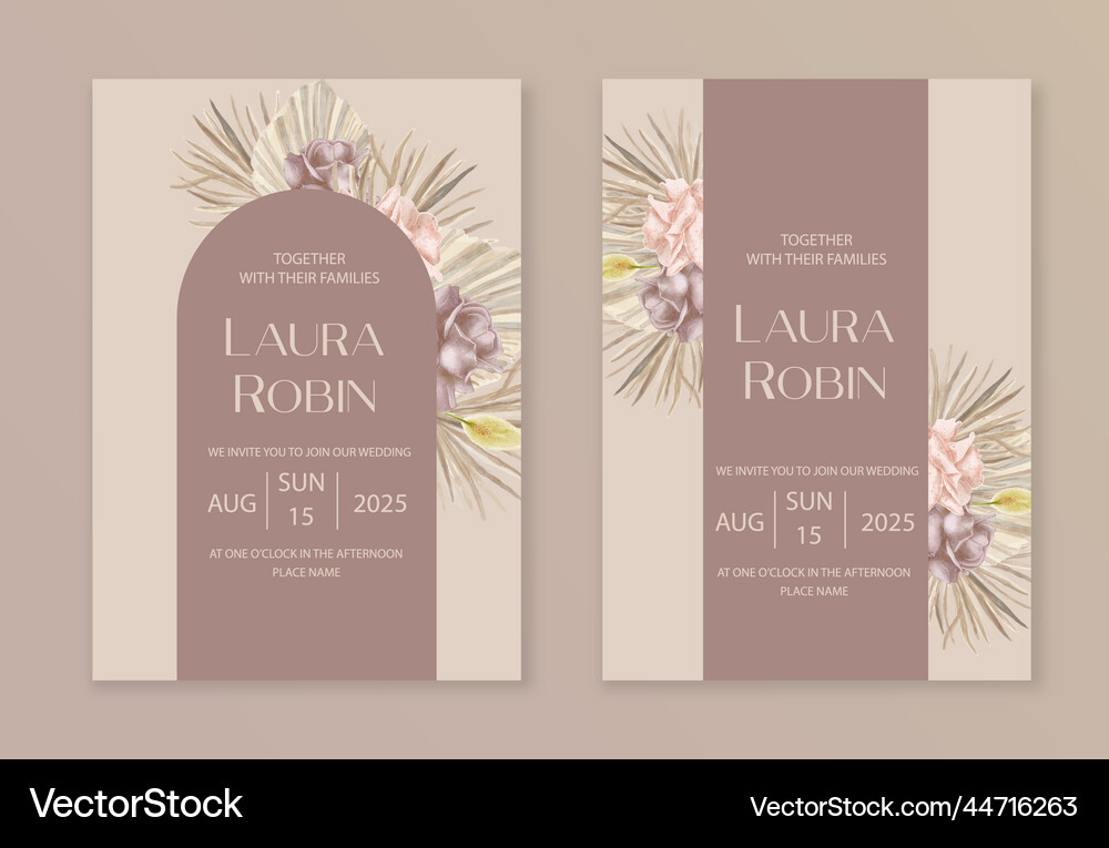 Wedding invitation template with dried lunaria Vector Image