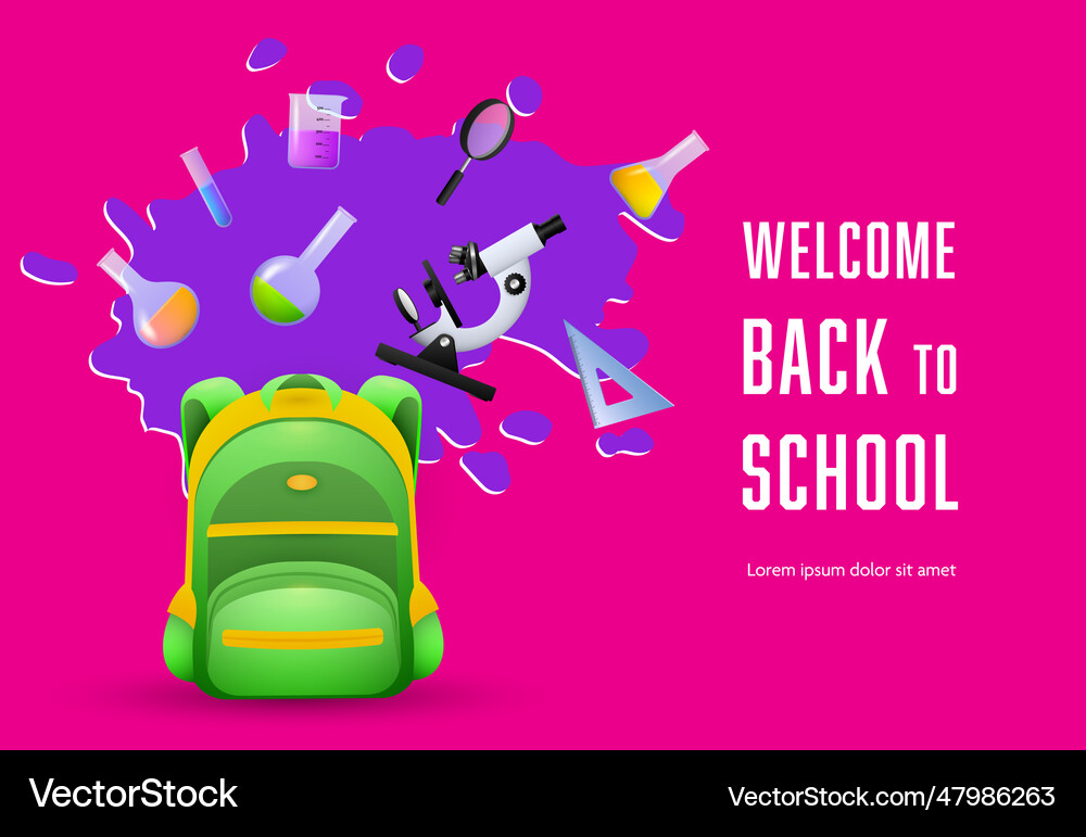 Welcome back to school lettering and bright Vector Image