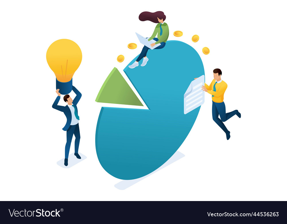 Young entrepreneurs work with charts and profit Vector Image Young entrepreneurs work with charts and profit Vector Image