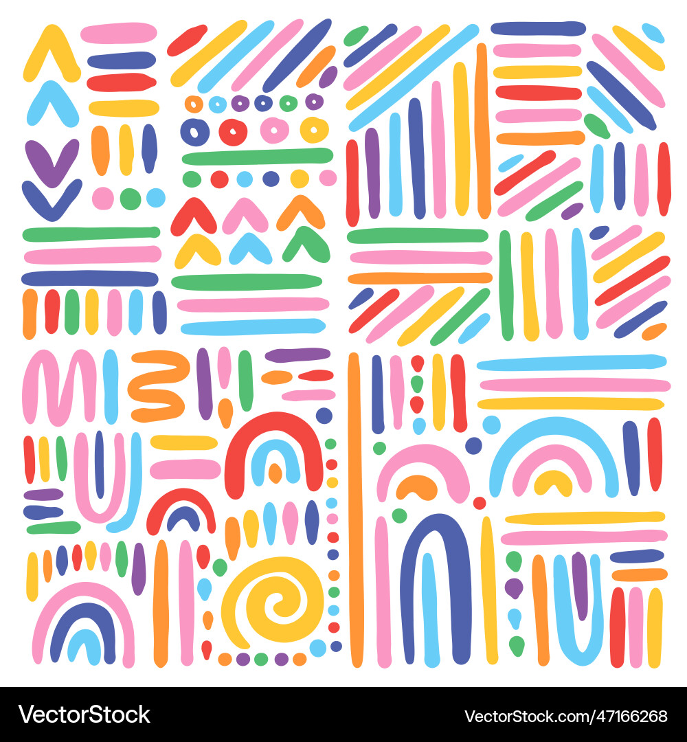 Back simple minimal childish doodle shapes in Vector Image