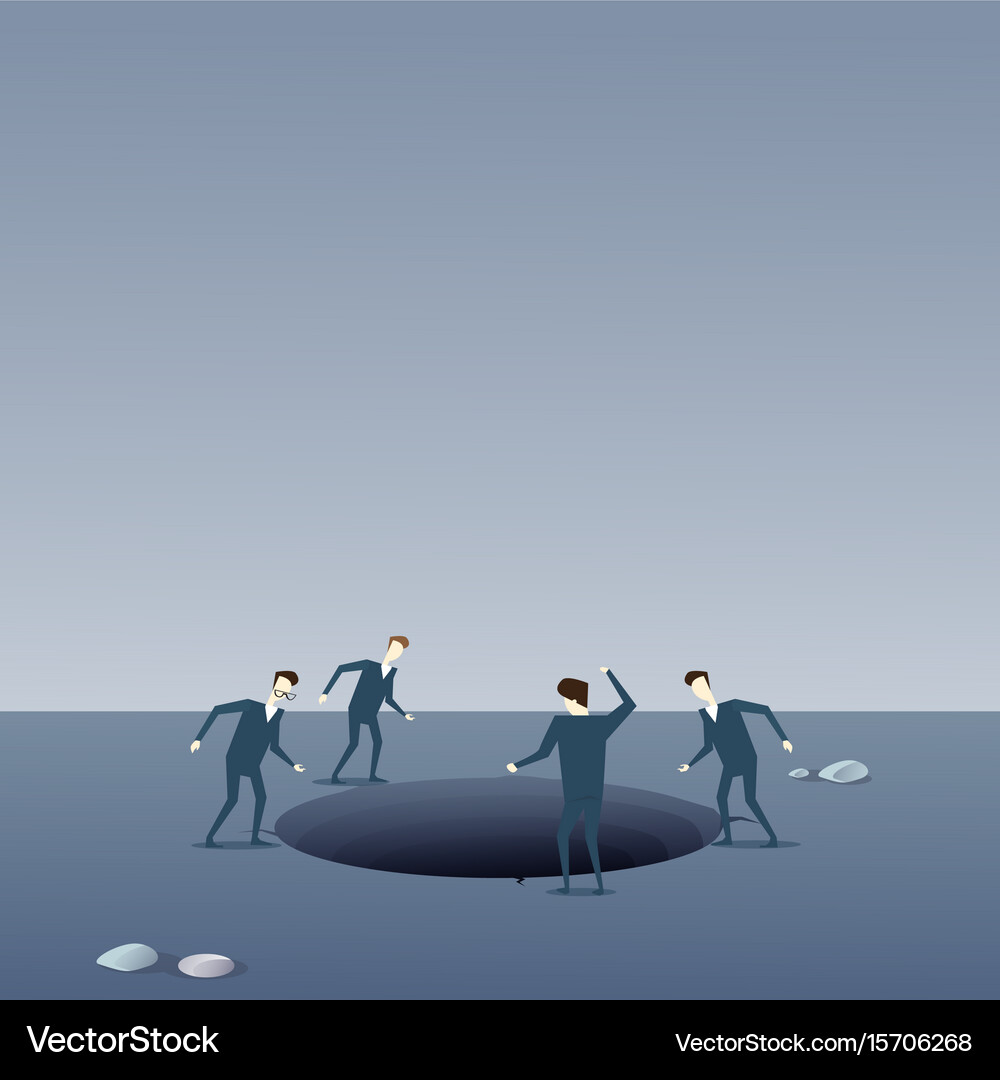 Business people group looking in hole fail Vector Image