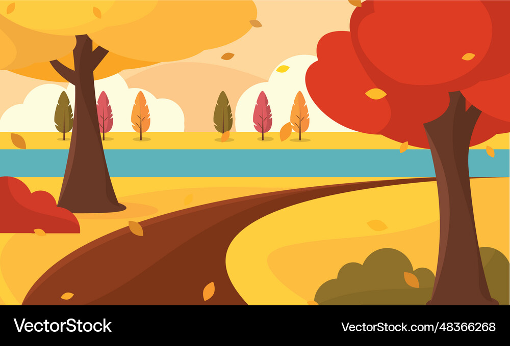 Colored seasonal autumn landscape scenario Vector Image