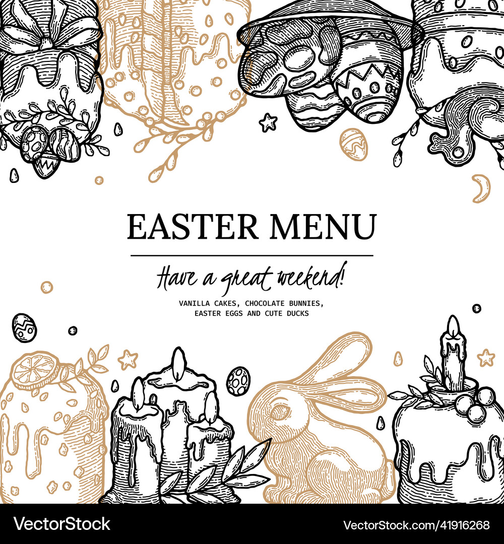 Easter cake and pastry banner hand drawn bakery Vector Image