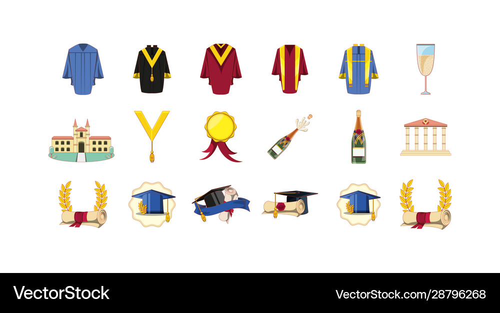 Isolated graduation icon set design Royalty Free Vector
