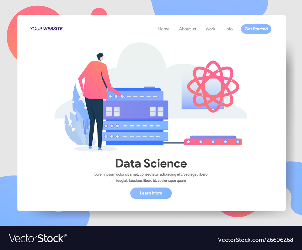 Landing page template data science concept Vector Image